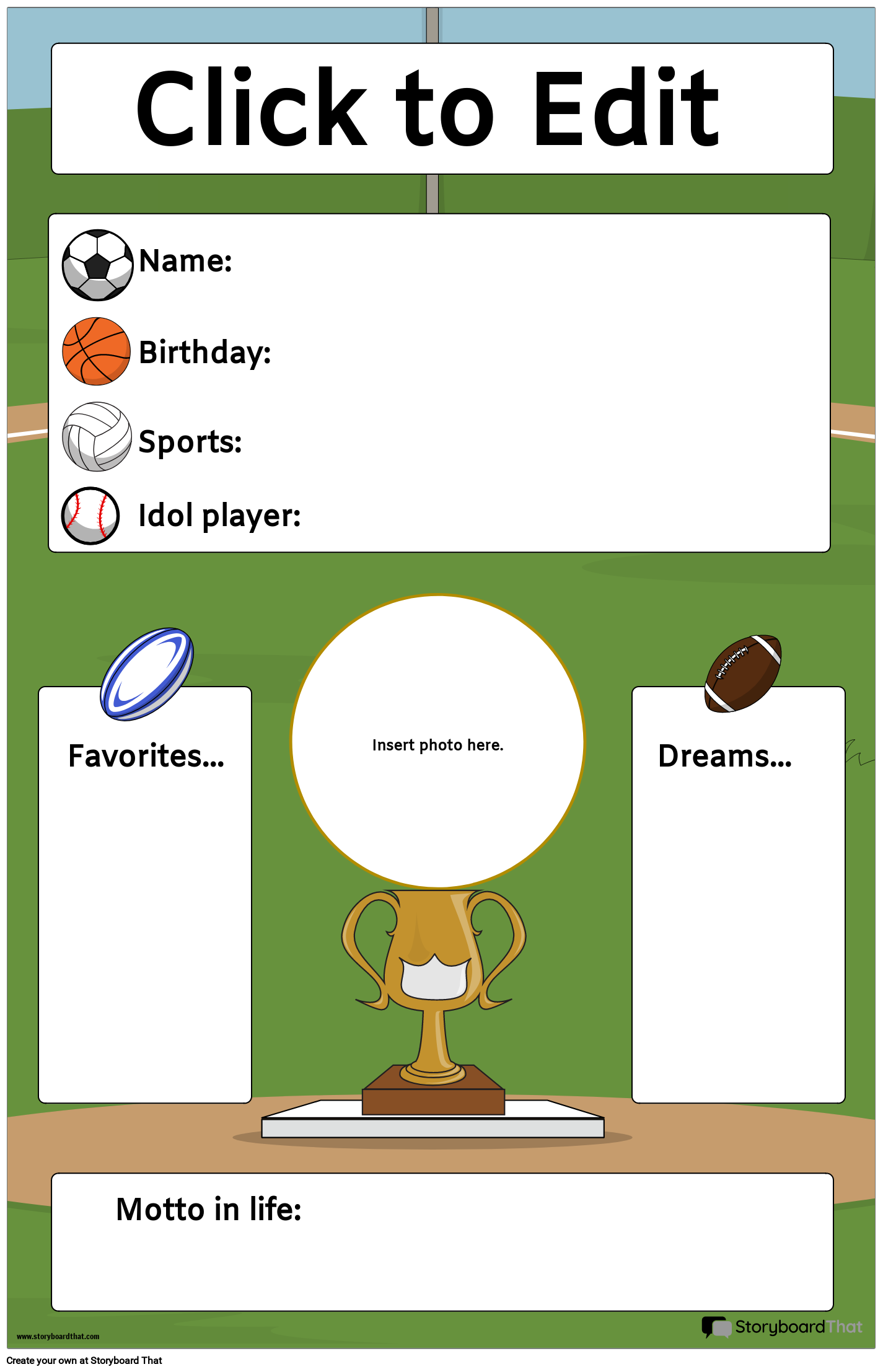 Sports-themed Student of the Week Poster Storyboard