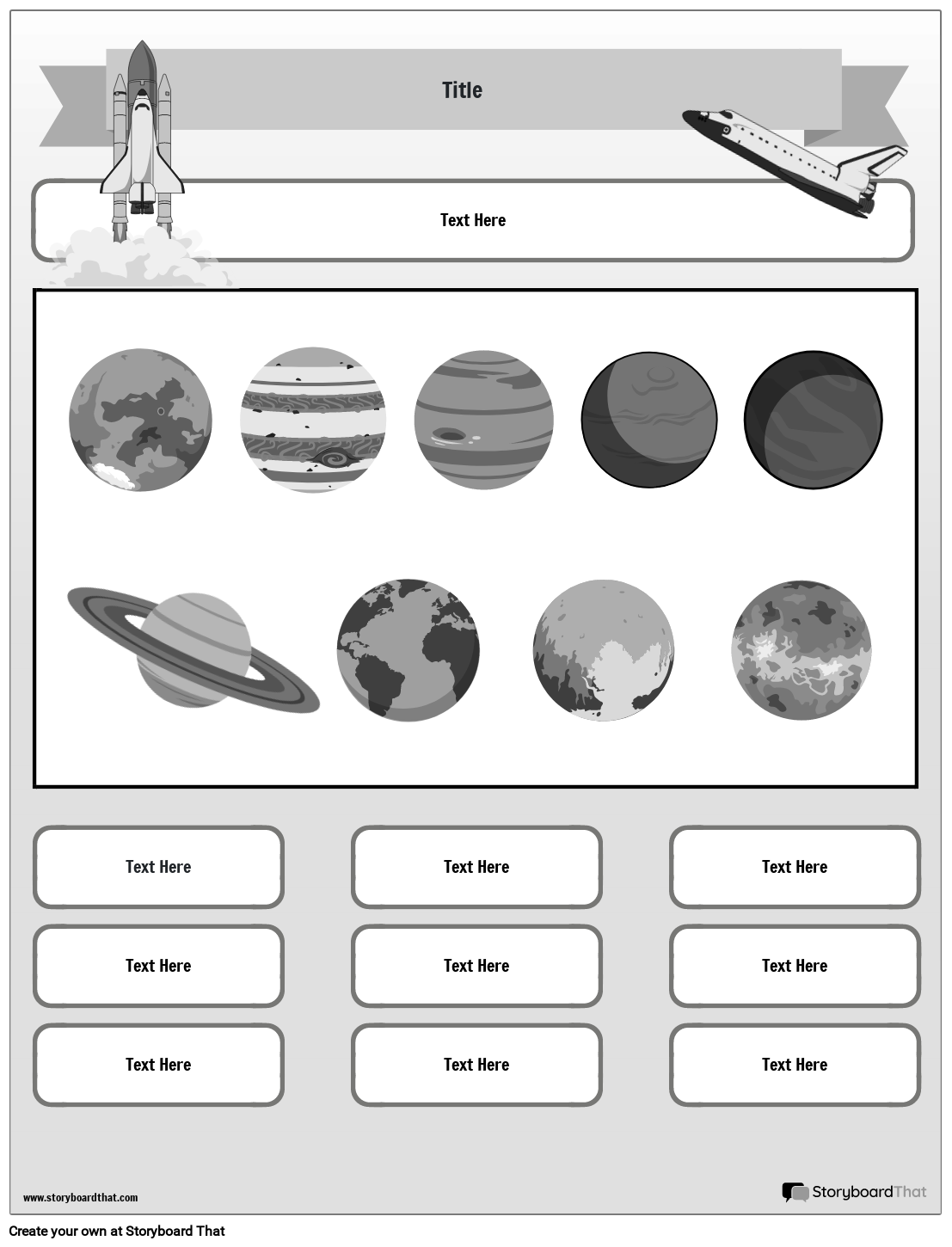 Solar System Worksheet Featuring a Rocket Storyboard