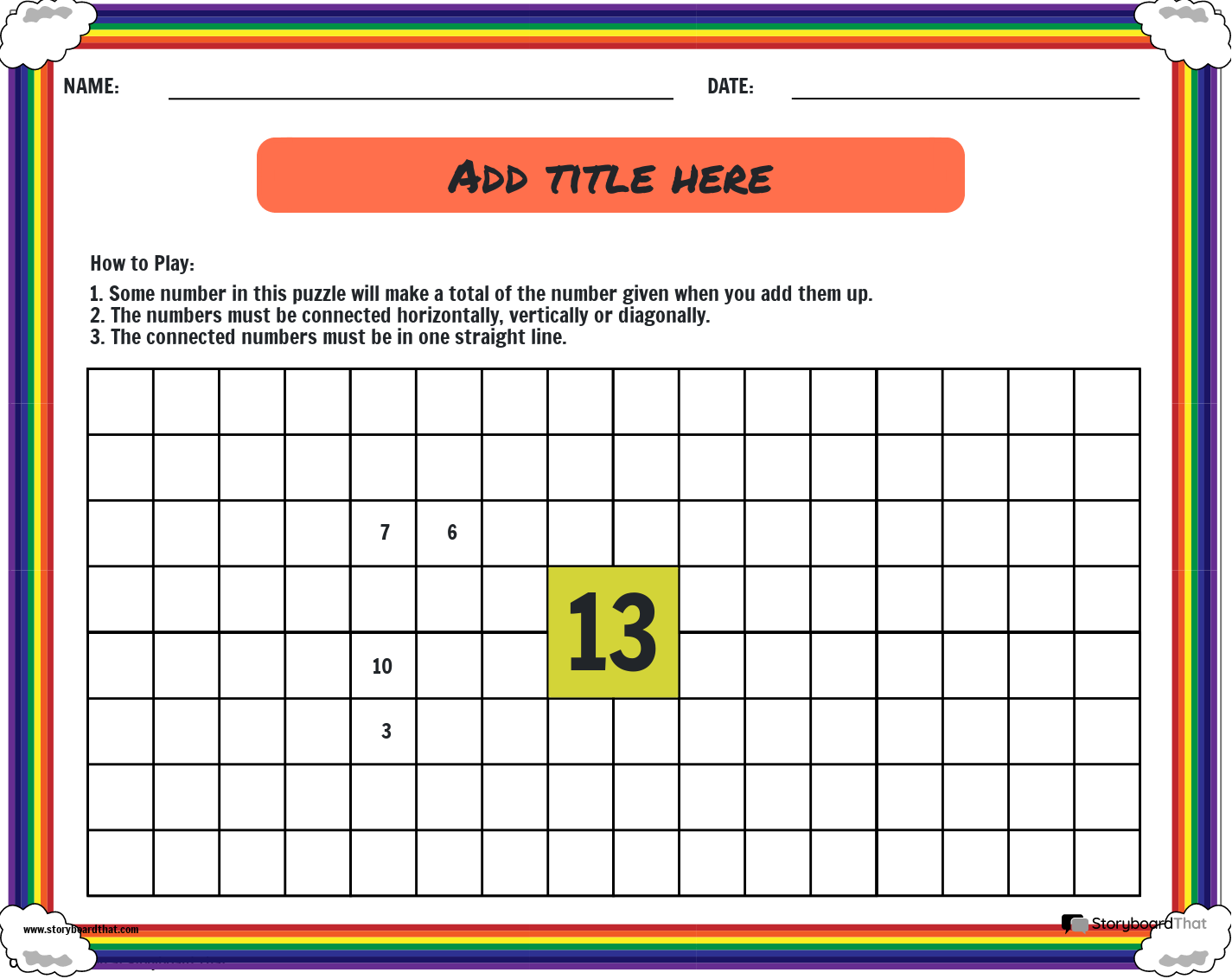 Sum Search-Math Worksheet Storyboard av templates
