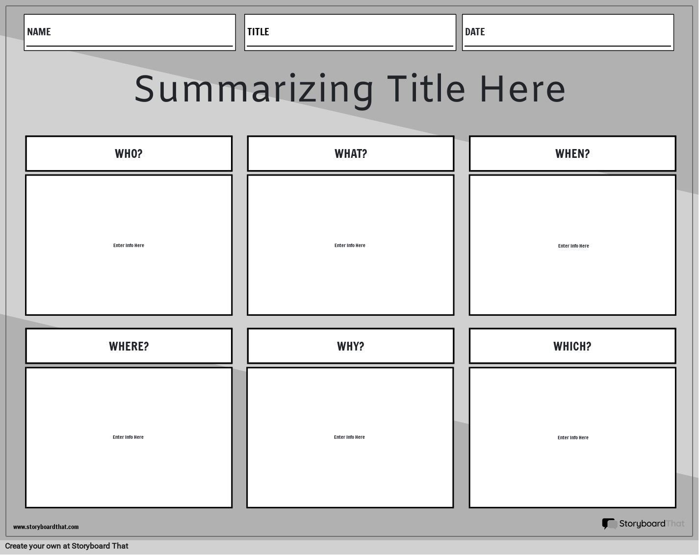 Summarizing Template with Questions Boxes Storyboard Summarizing Template with Questions Boxes Storyboard