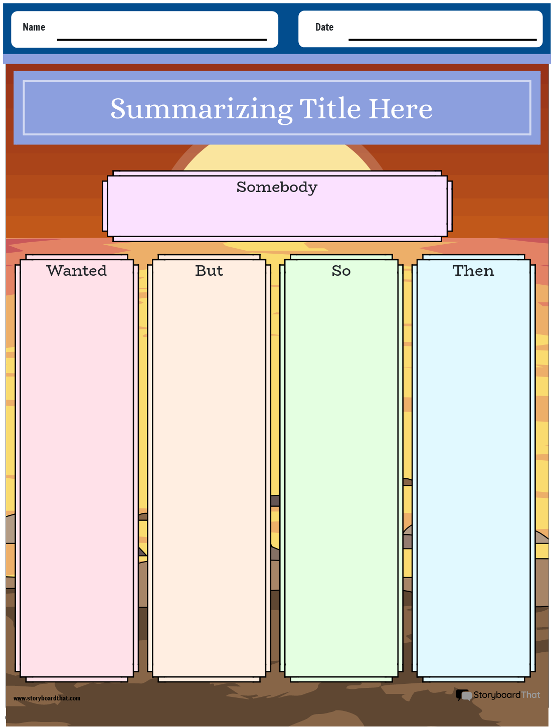 Summarizing Template Featuring a Sunset Storyboard
