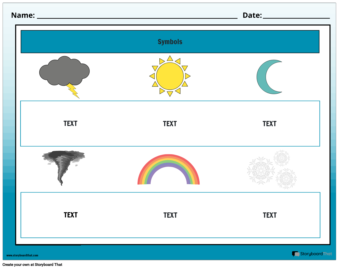 Colorful Weather-Themed American Symbols Worksheet