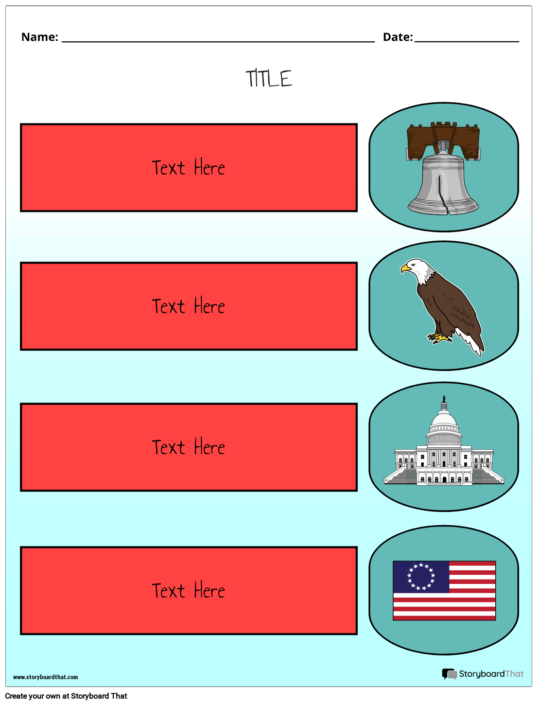 National Icons American Symbols Worksheet Design
