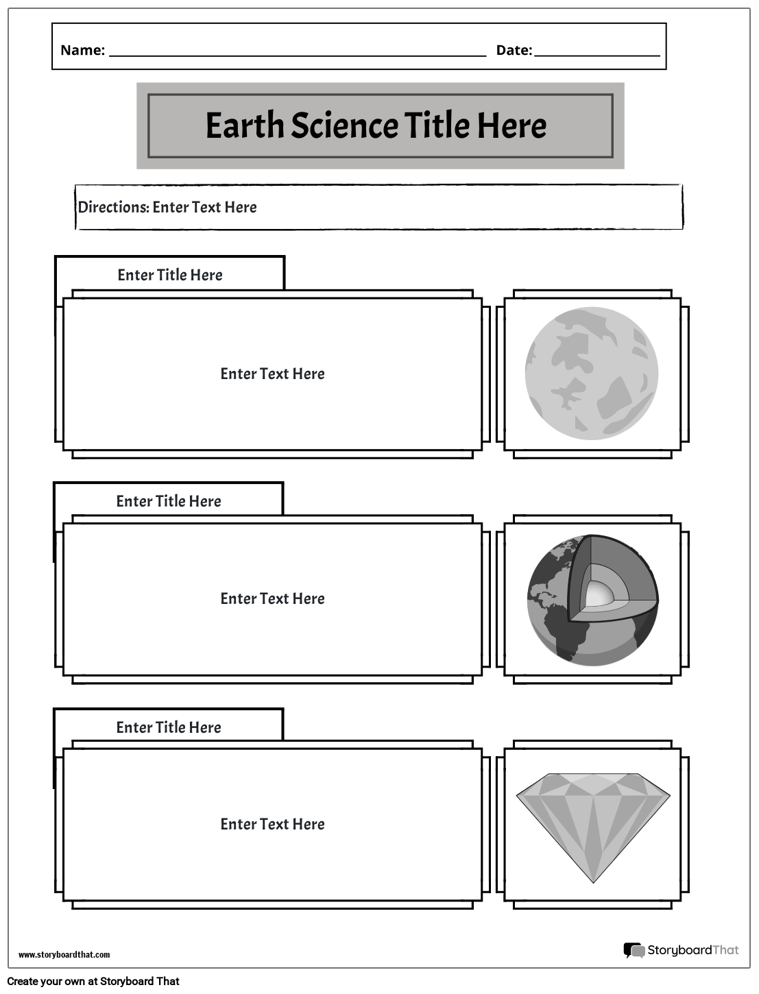 Template for earth science - black and white Storyboard