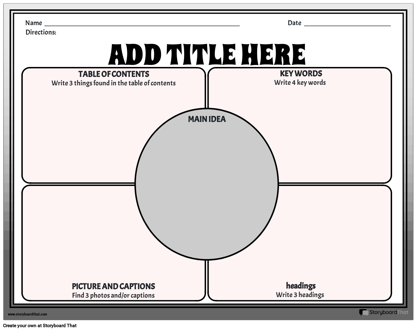 Text Features Graphic Organizer Storyboard By Templates Text Features Graphic Organizer Storyboard By Templates