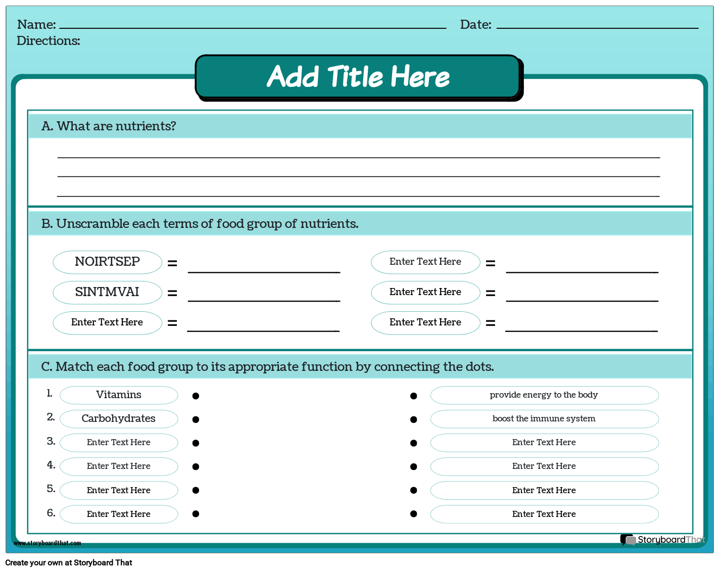 the-six-essential-nutrients-worksheets-storyboard