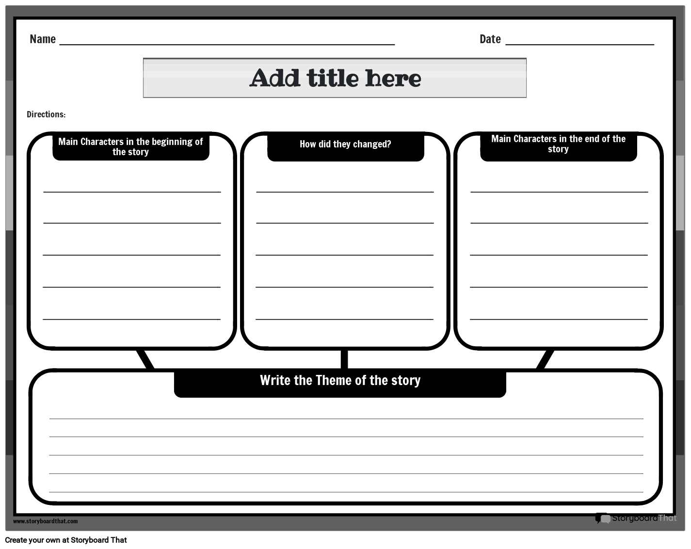 Theme Organizer Worksheet Storyboard por templates