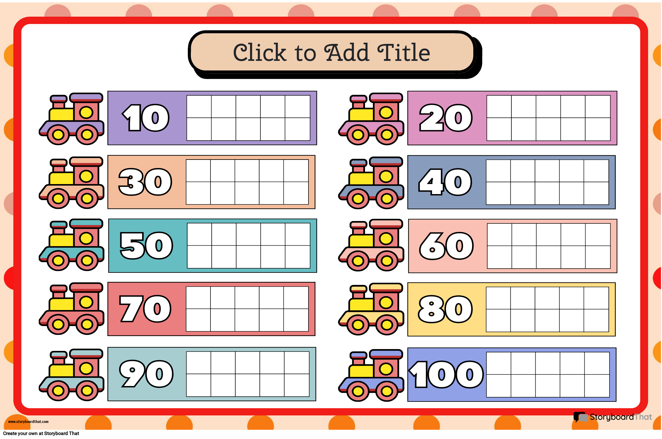 Printable Trains Number Line Poster 1-100 Storyboard