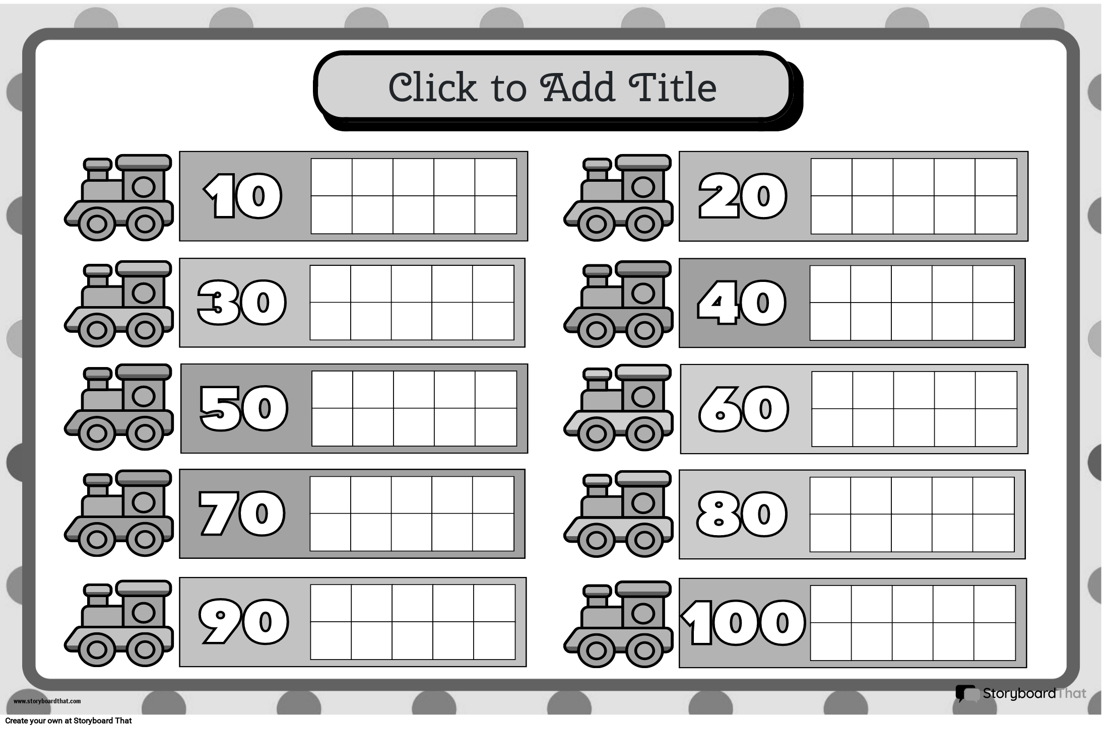 Editable Trains Number Lines Poster 1-100 Storyboard