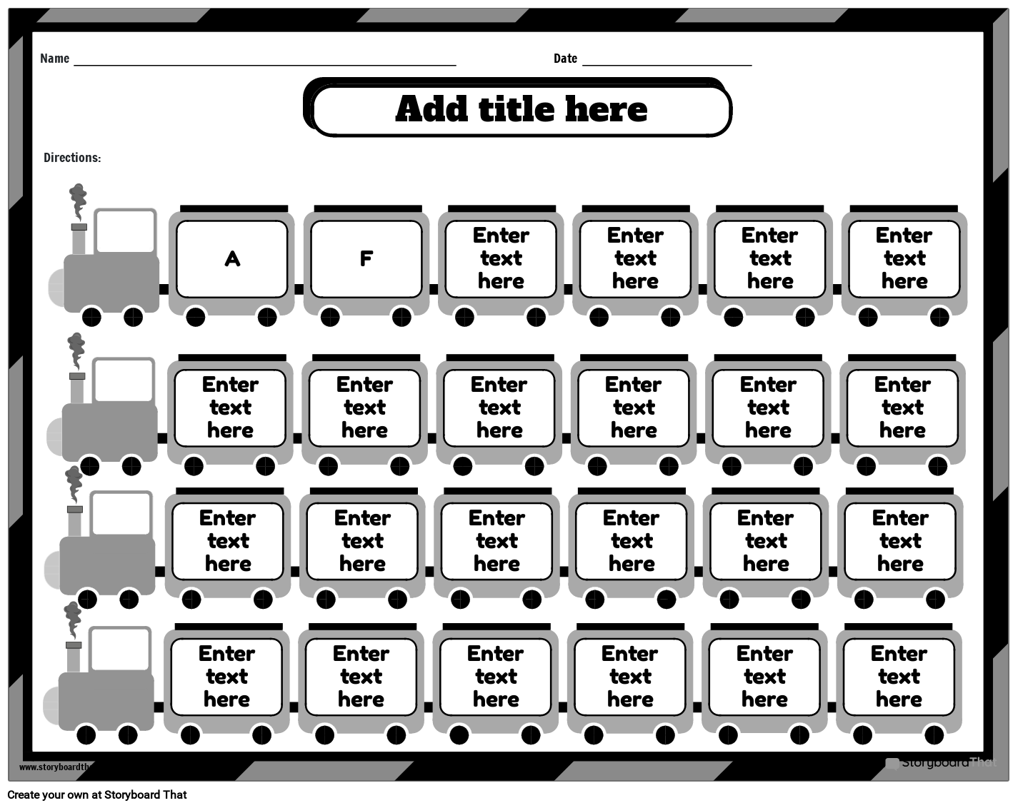 Train-themed Vowels and Consonant Worksheet Storyboard