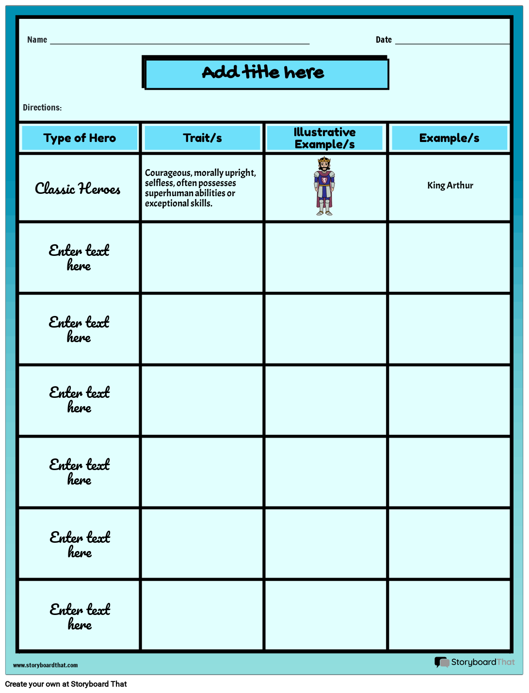Heroes Worksheet