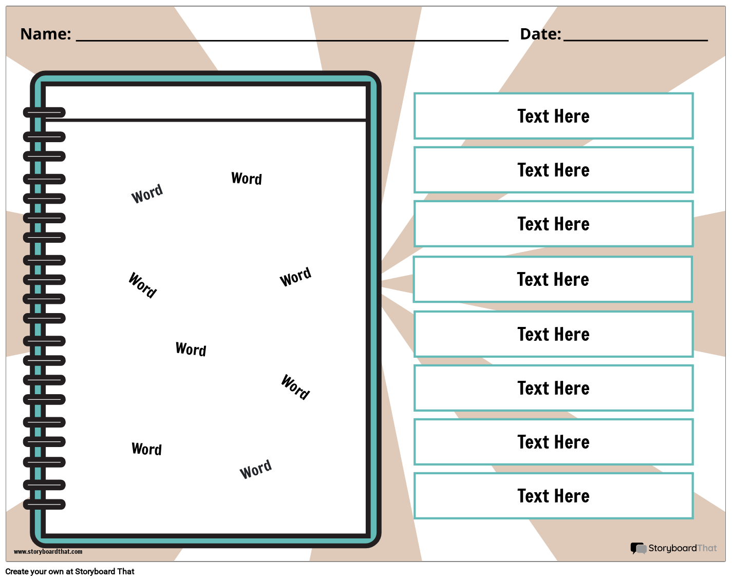 Colorful Notebook Themed Transition Words Template