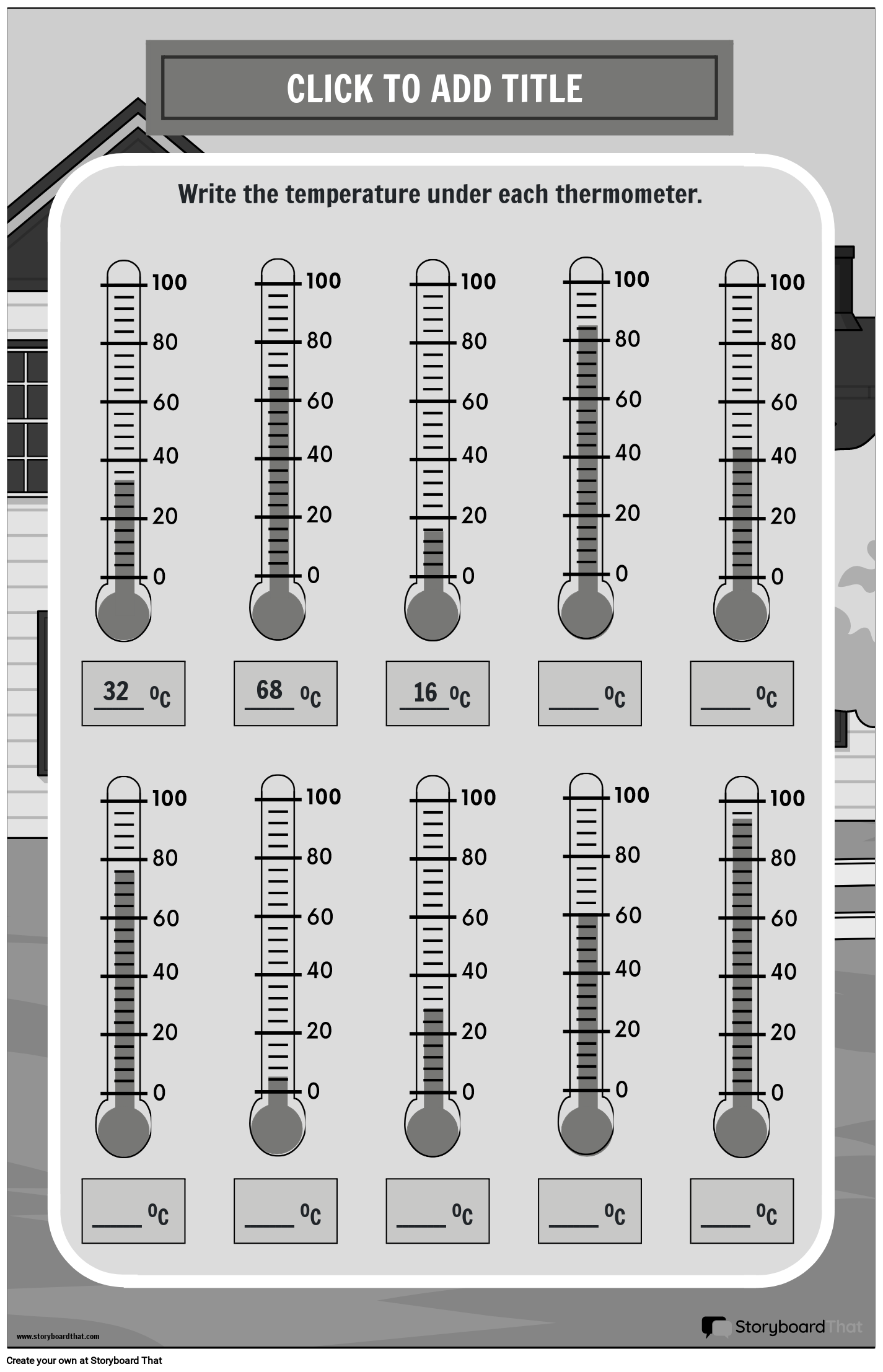Temperature Measurement Worksheet Featuring a House