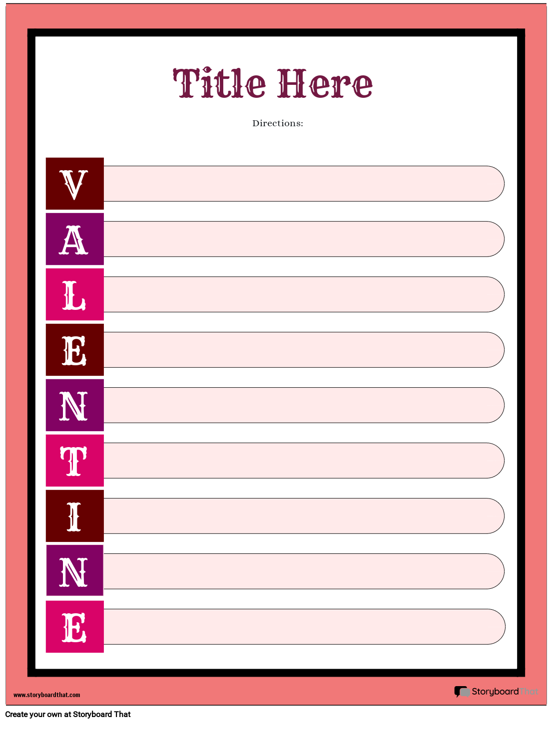 Valentine's Day Acrostic Storyboard par templates