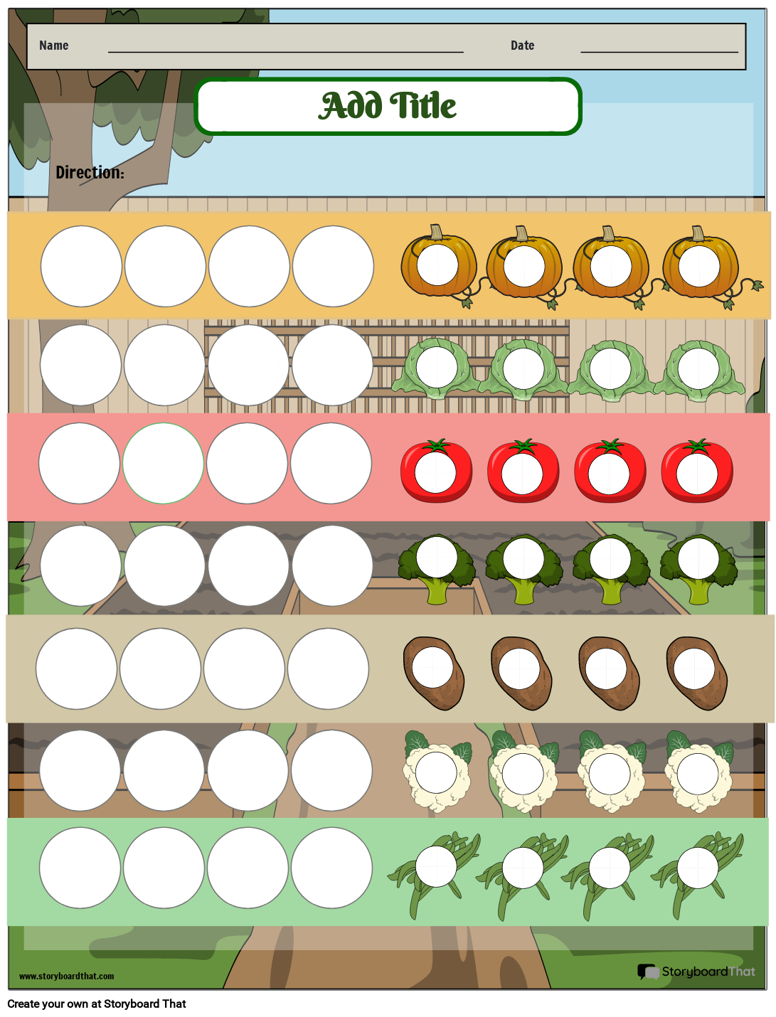 Ordering Numbers Template - Veggie Themed Storyboard Ordering Numbers Template - Veggie Themed Storyboard