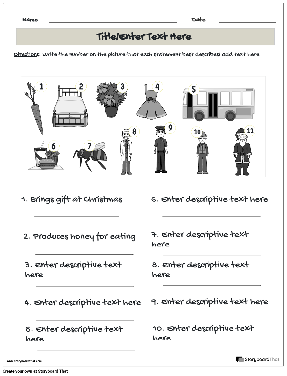 Vocabulary worksheet grey Storyboard par templates