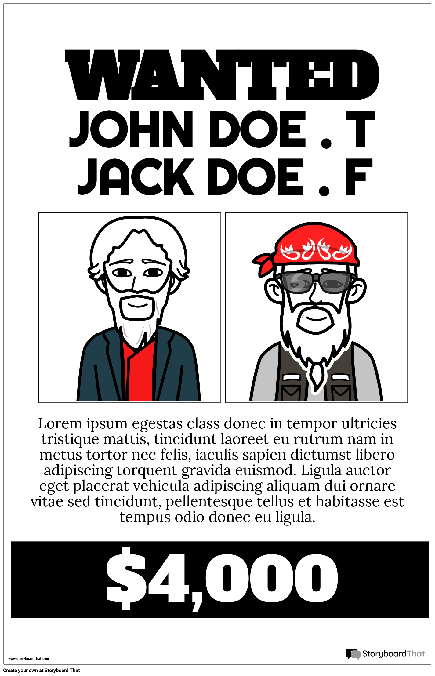 Wanted poster for two suspects Storyboard por templates