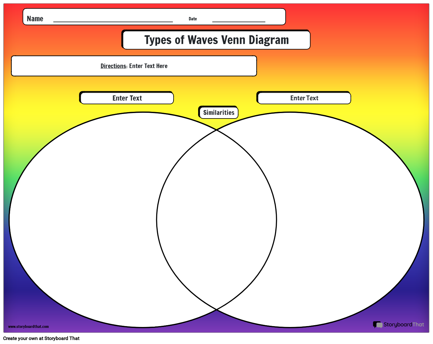 Waves Worksheet with Rainbow Colors Storyboard