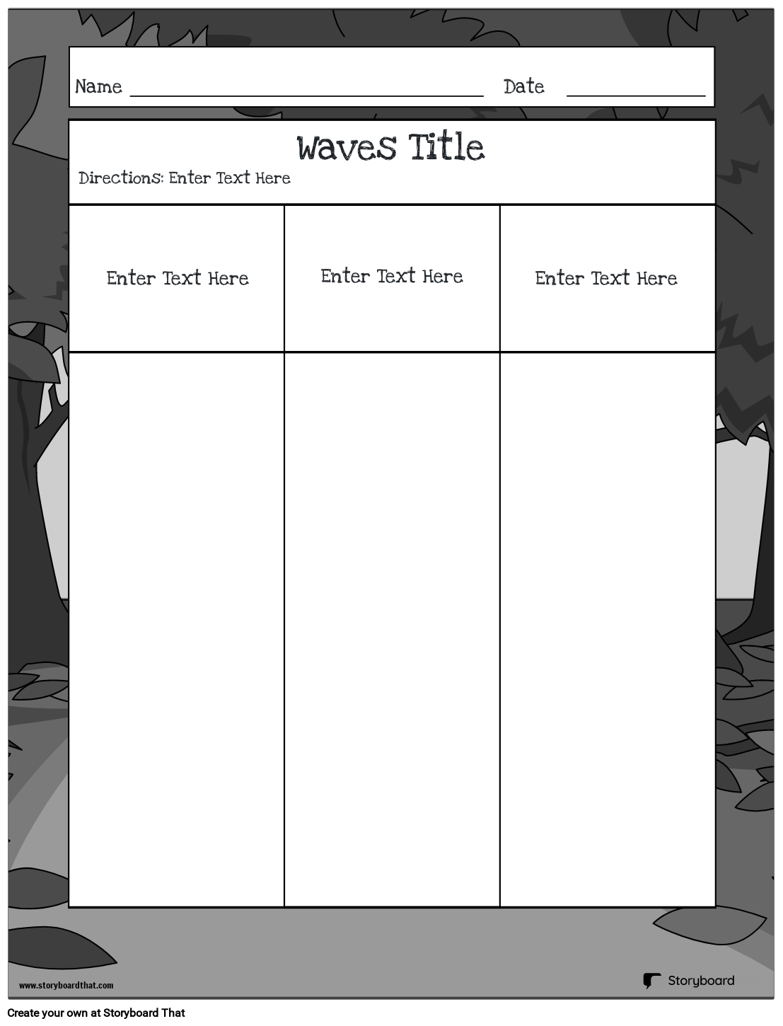 Waves Worksheet Featuring Trees in Background