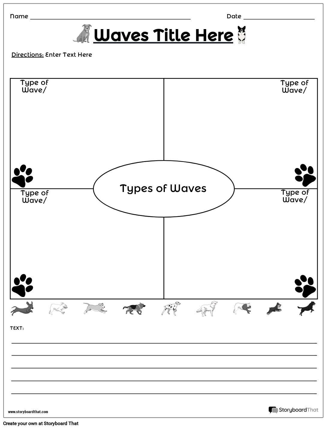 Paw Symbols Based Waves Worksheet Design Storyboard