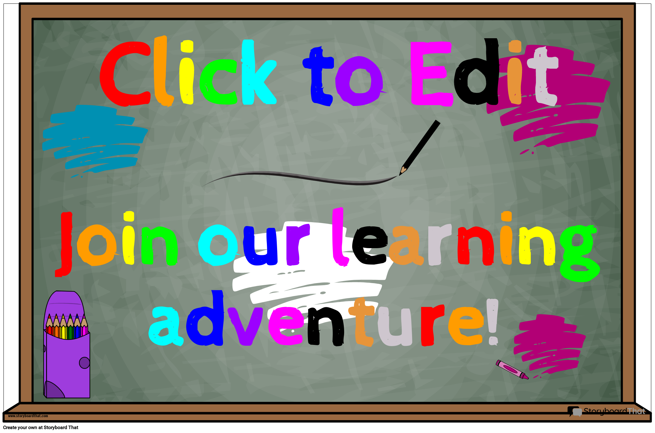 Welcome Poster with Classroom Board Storyboard