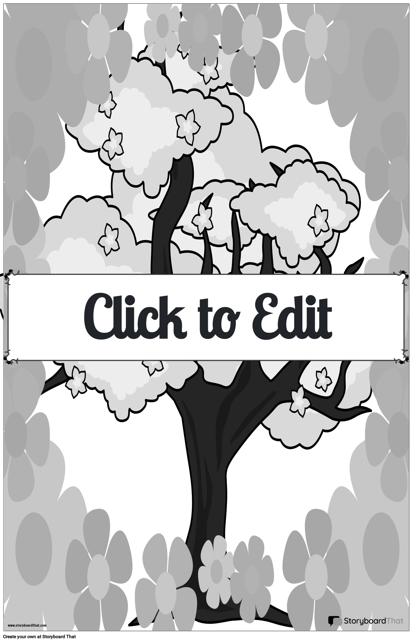 Welcome Poster with Flowers Design B&W Storyboard