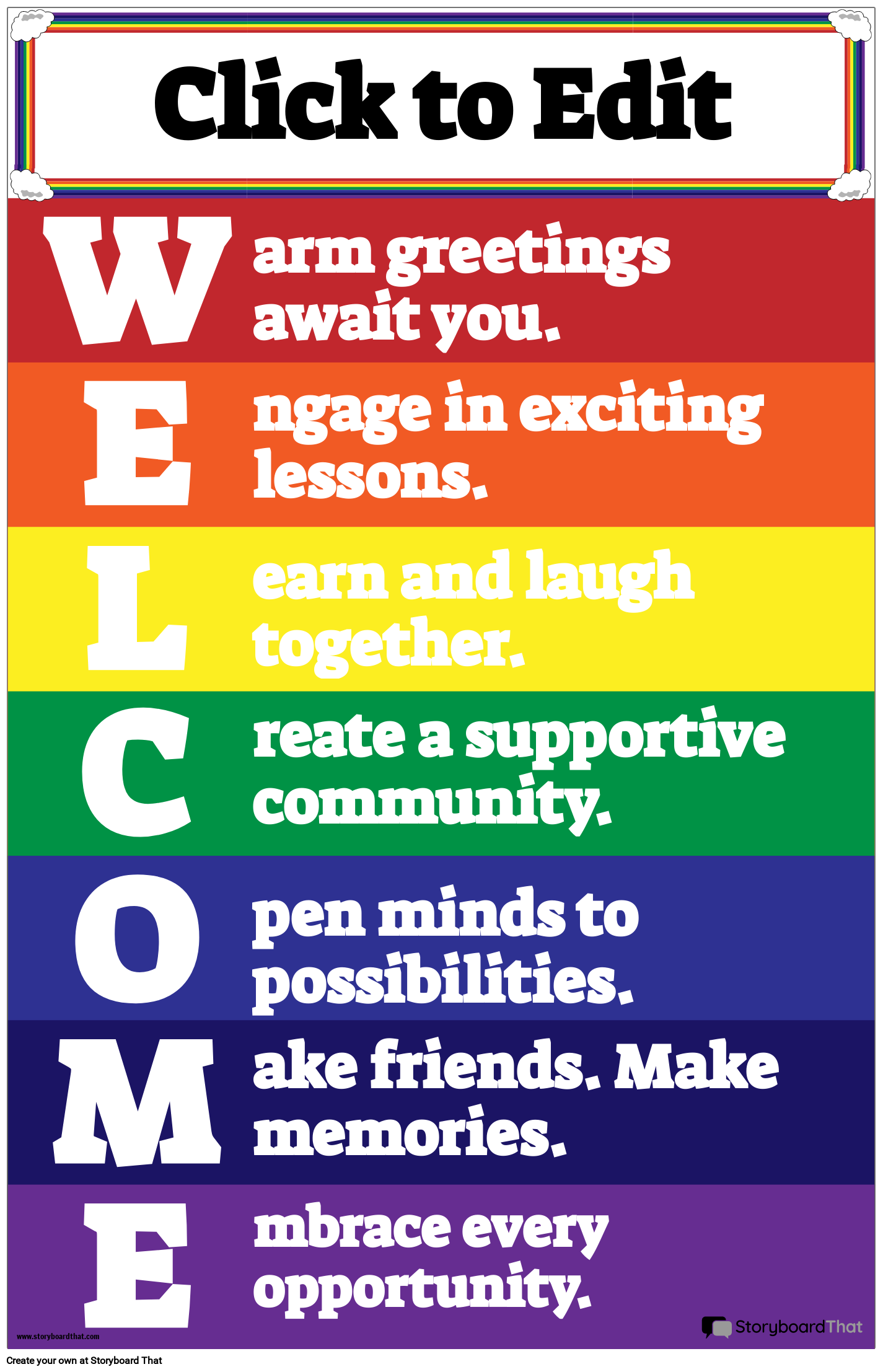Welcome Poster with Rainbow motifs Storyboard por templates