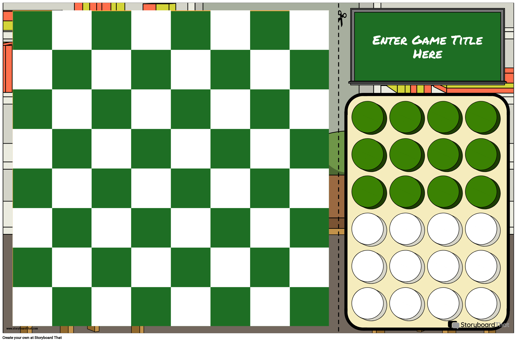 White and Green Checkers Game Template Storyboard