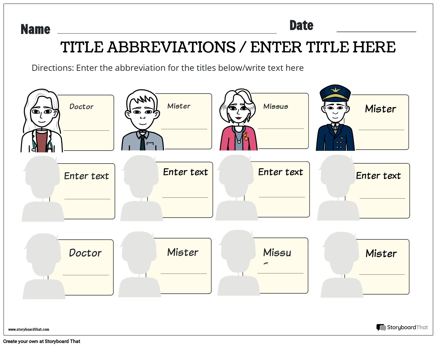 Who Is Who Abbreviations For People Titles Storyboard