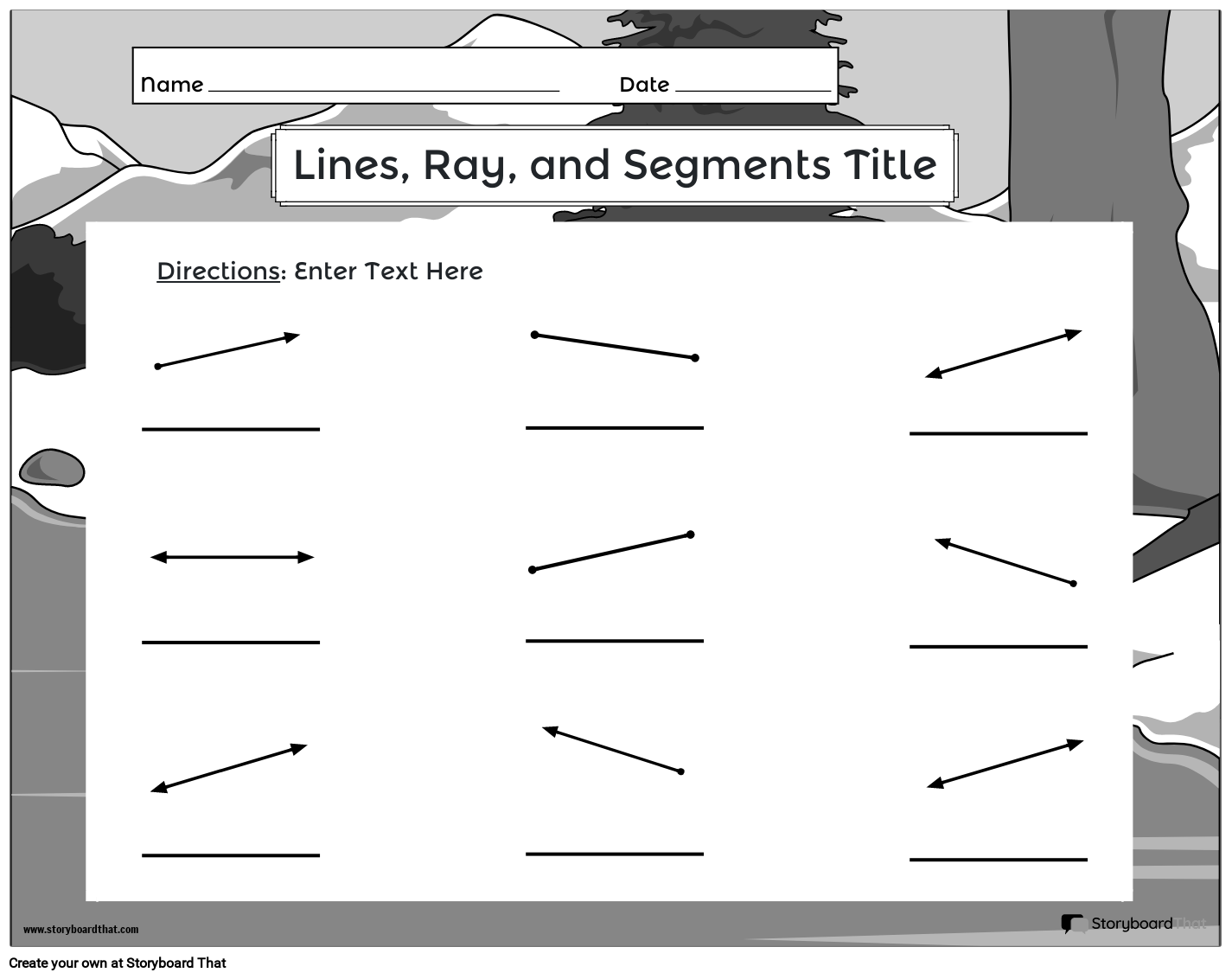 Snow-Themed Lines, Segments & Rays Worksheet Storyboard