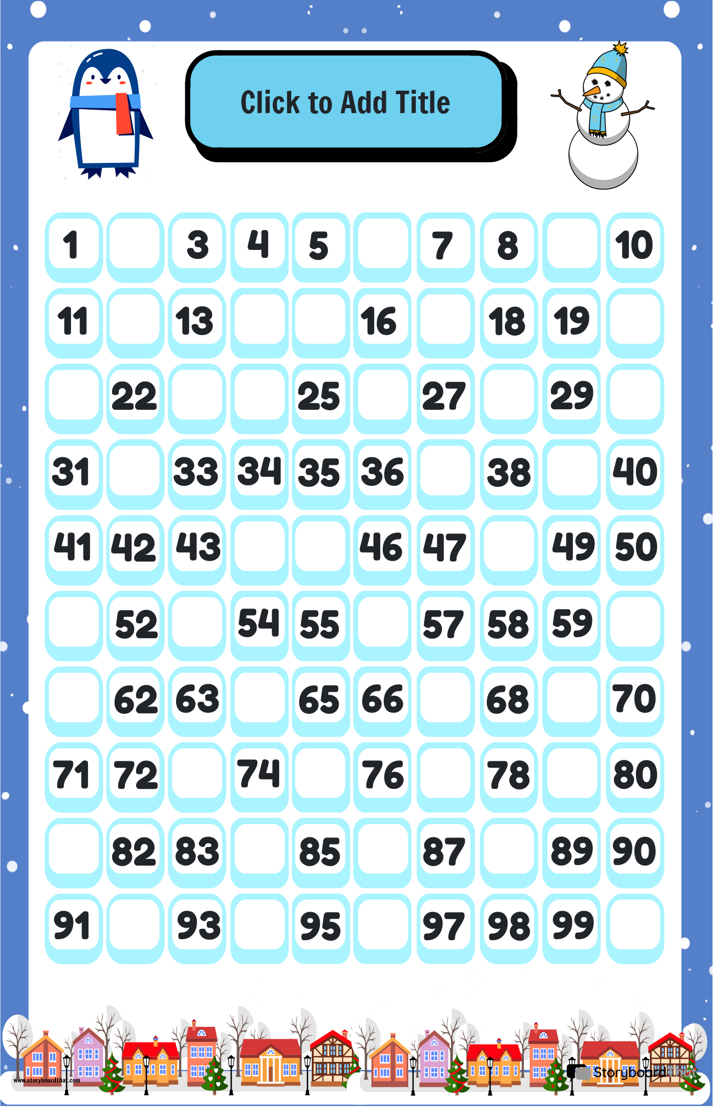 Winter Themed Number Line Poster Design Storyboard