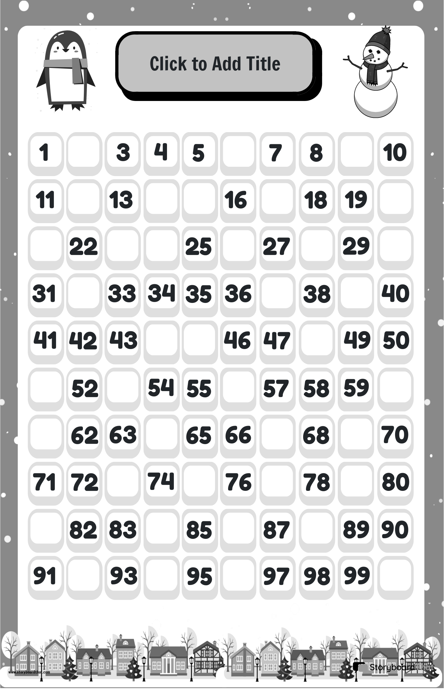 WINTER THEMED NUMBER POSTER 1-100 Storyboard par templates