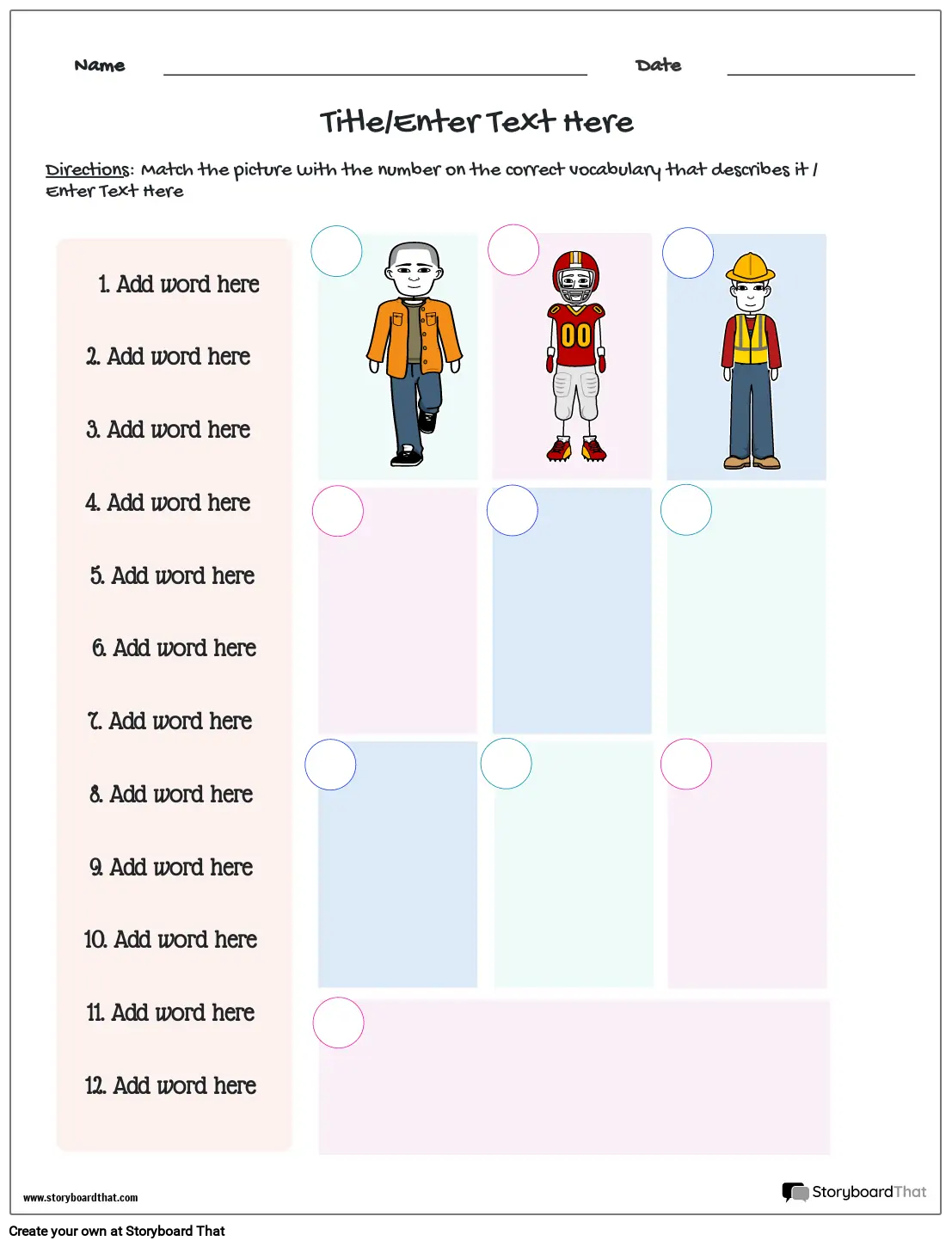 Word bank vocabulary template Storyboard by templates