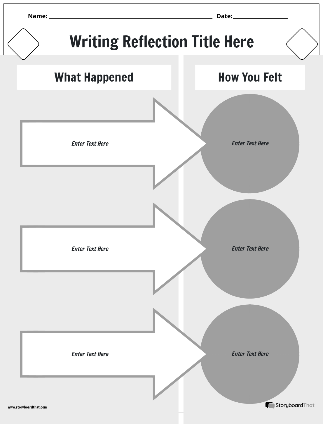 Arrows-Based Writing Reflection Template Design