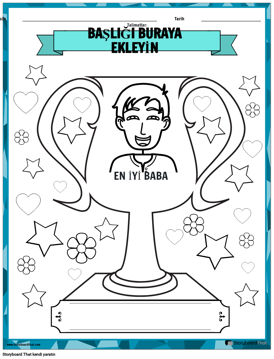 Babama Ödül Çalışma Sayfası Storyboard by tr-examples