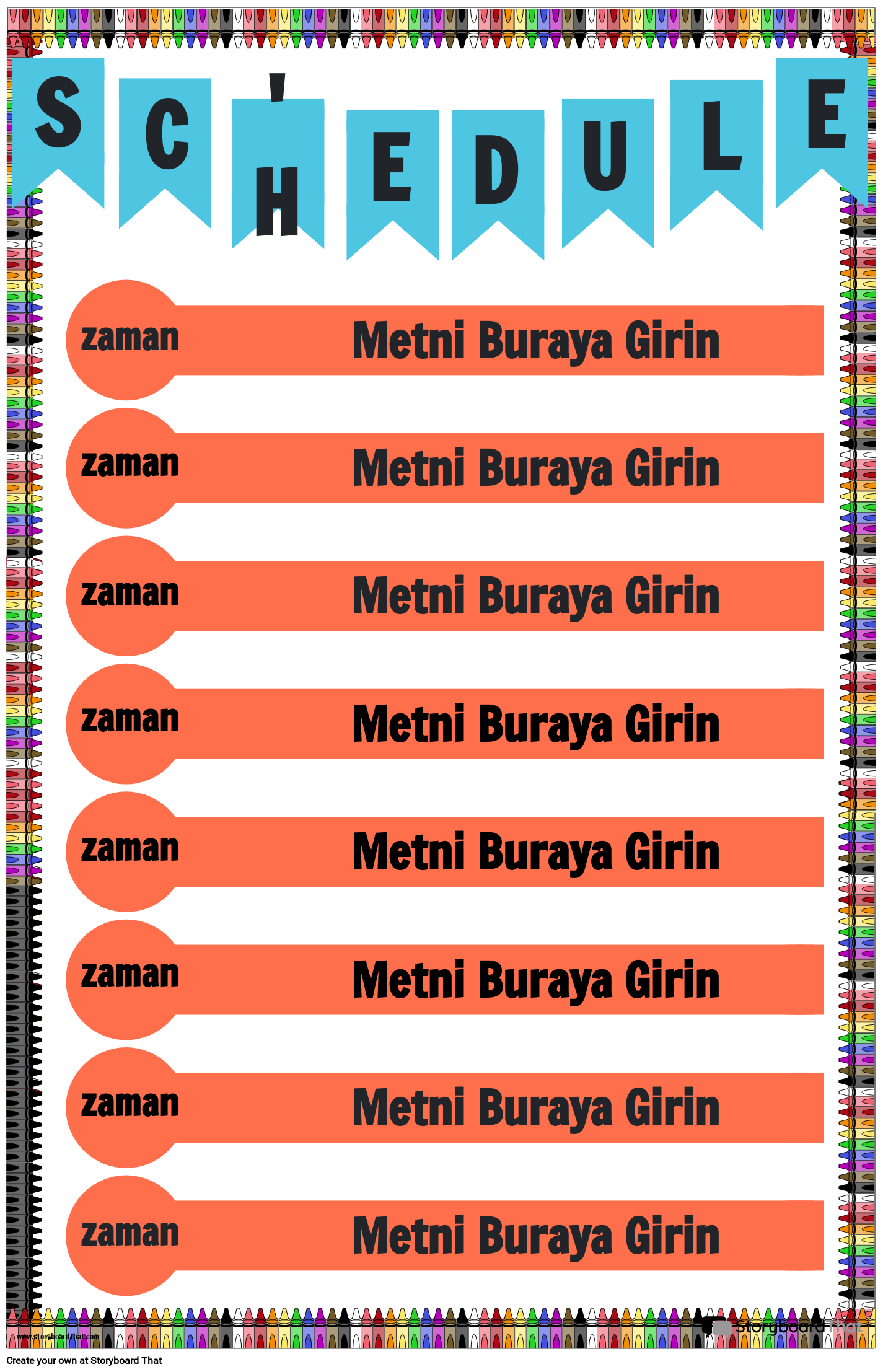 Ders Programı 3 Storyboard por tr-examples