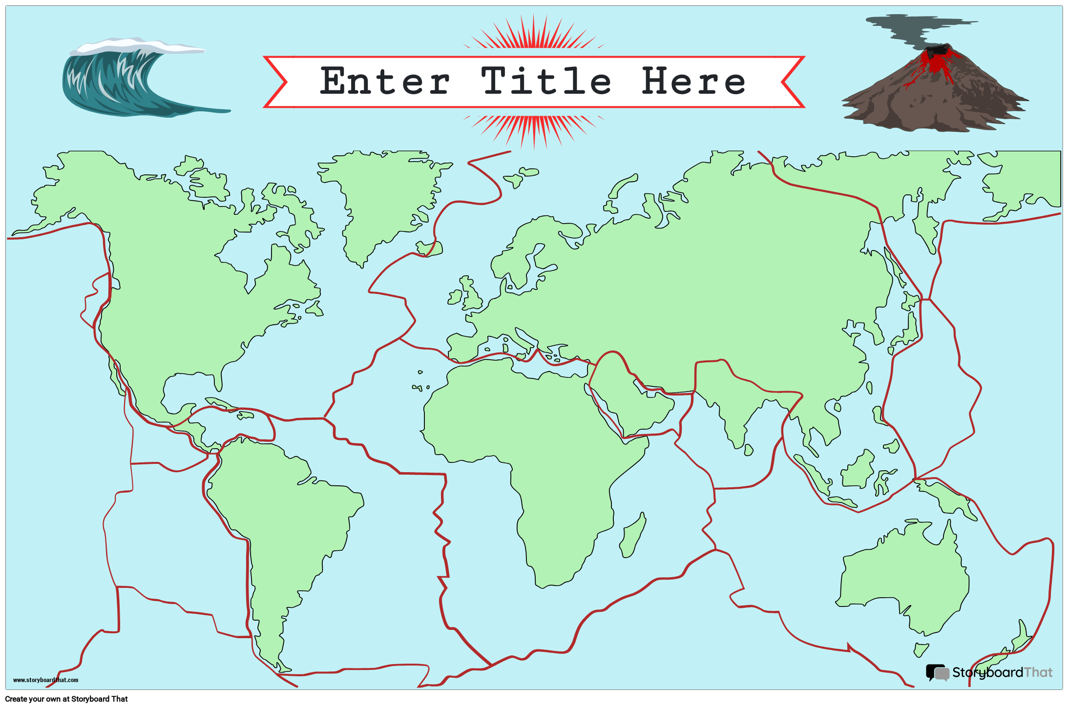 Harita Poster 37 Renkli Manzara Tektonik Plakalar