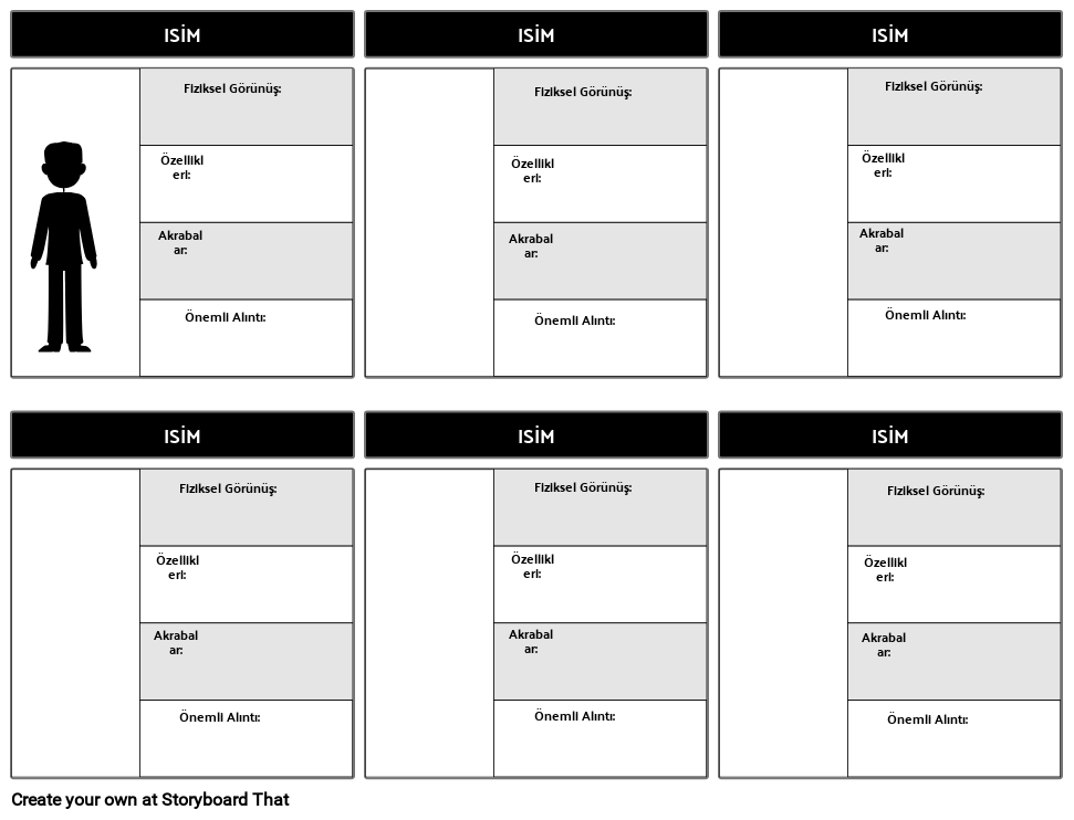 Karakter Haritası Şablonu - Orta Storyboard by tr-examples Karakter Haritası Şablonu - Orta Storyboard by tr-examples