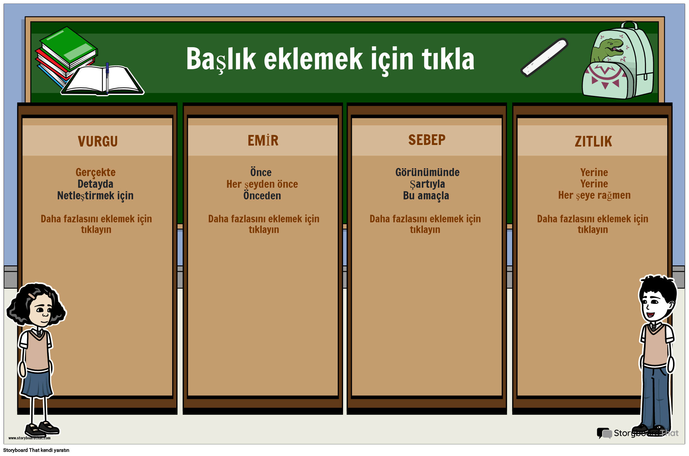 OKUL TEMALI - GEÇİŞ KELİMELERİ POSTERİ Storyboard