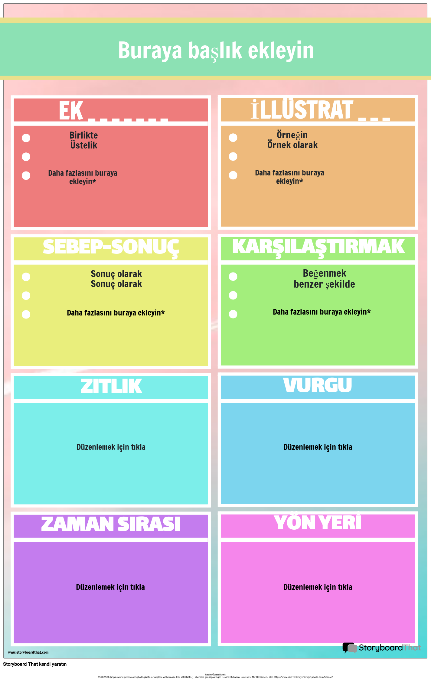 PASTEL TEMALI - GEÇİŞ KELİMELERİ POSTERİ Storyboard