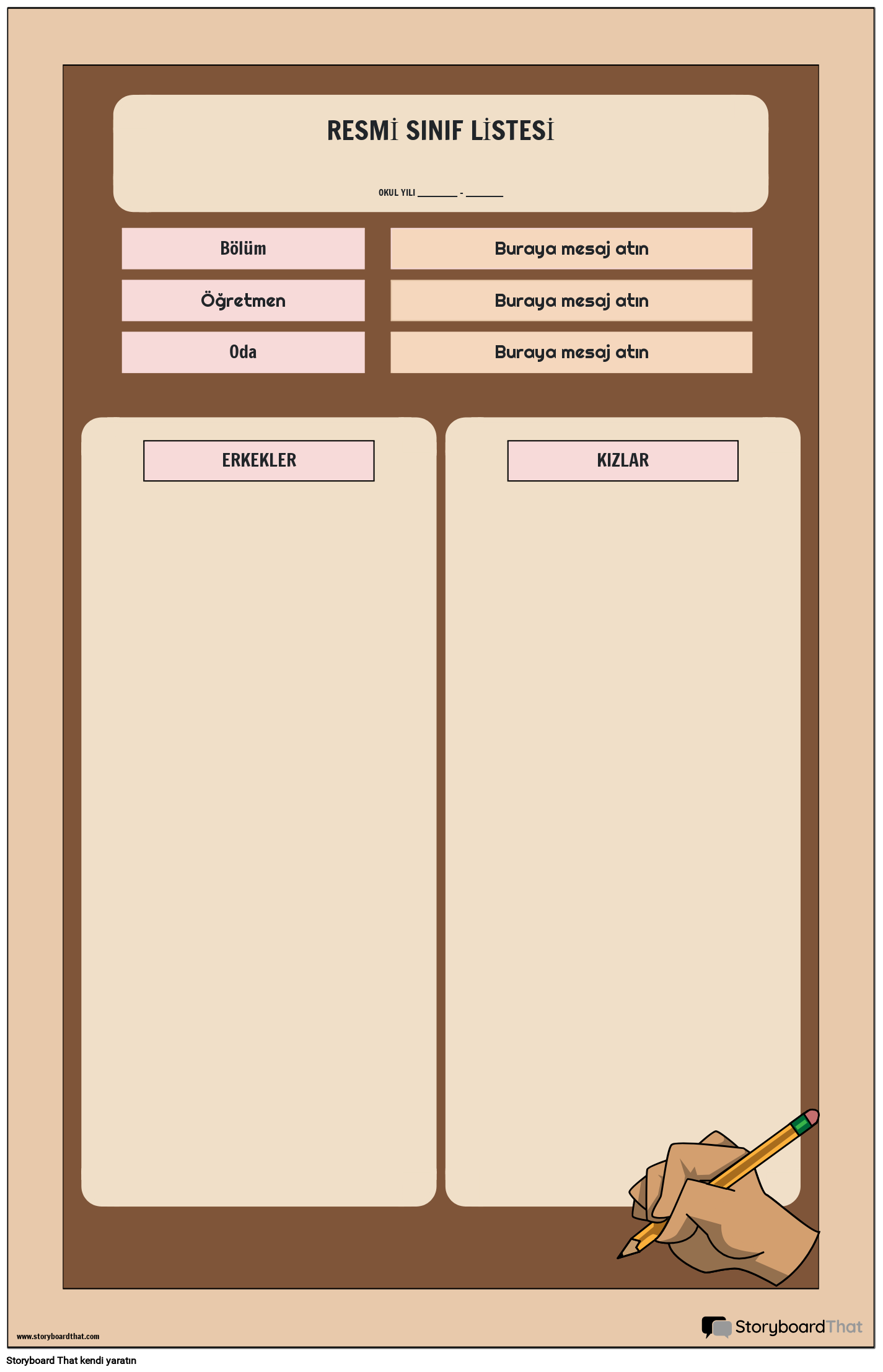 Sınıf Listesi Posteri Storyboard par tr-examples