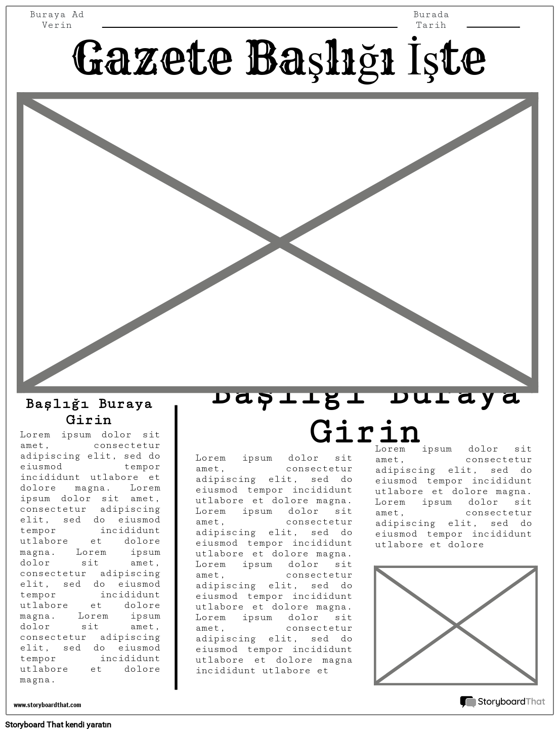 Yeni Sayfa Oluştur Gazete Şablonu 2 Storyboard