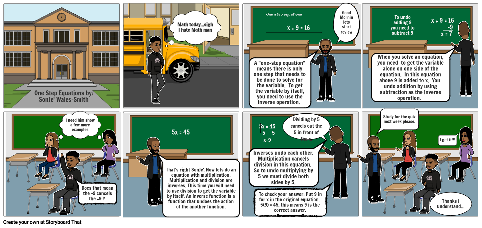 ONE STEP EQUATIONS Storyboard Por Walesfam ONE STEP EQUATIONS Storyboard Por Walesfam