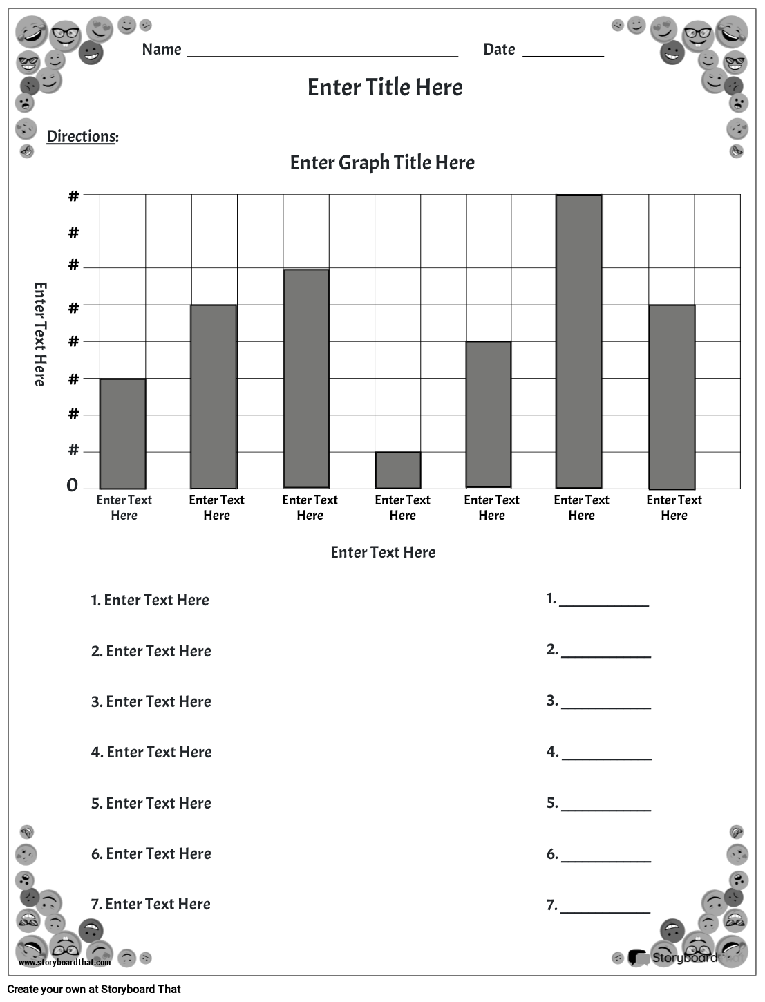 Bar Graph Portrait BW 1 Storyboard Door Worksheet templates