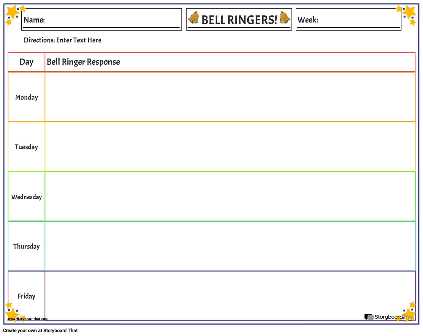 Bell Ringers 4 Storyboard Por Worksheet templates