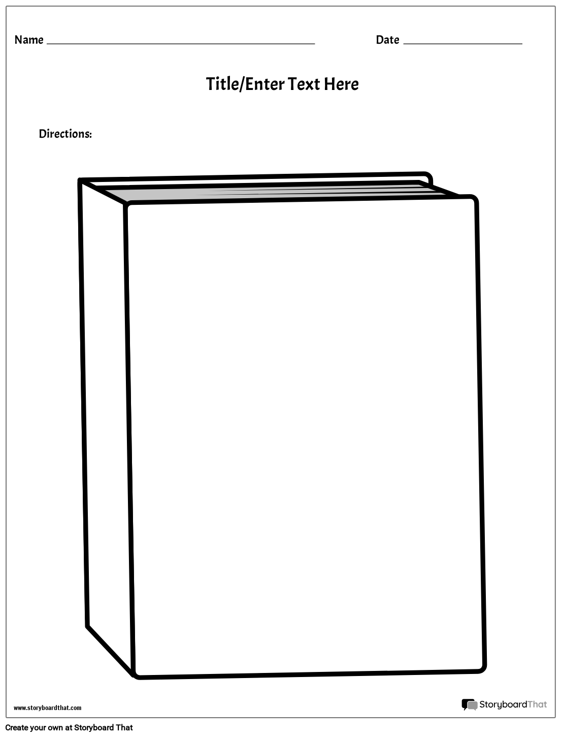 Book Front Cover Template For Children