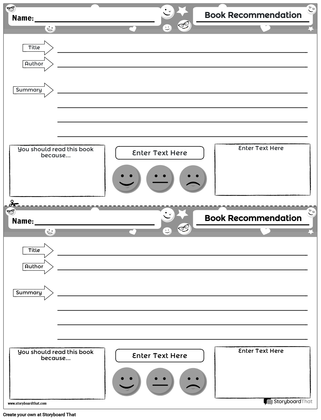 Book Recommendation Template with Different Expressions