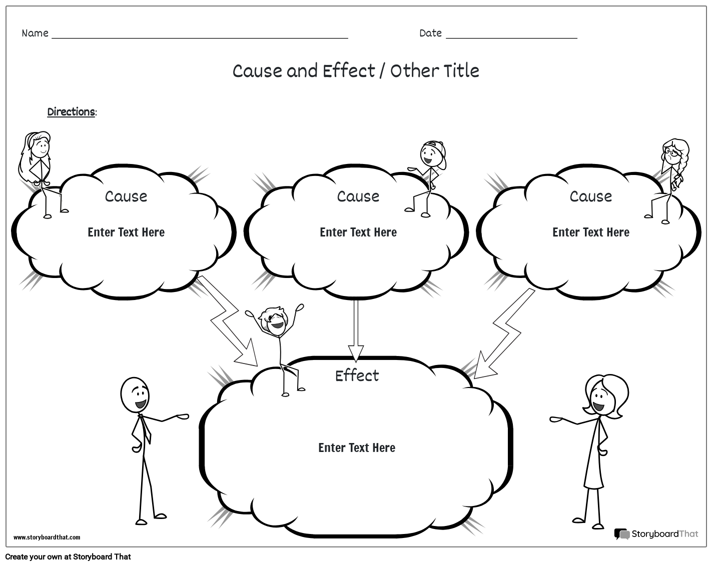Cause And Effect Worksheet Template Featuring Stick Figures