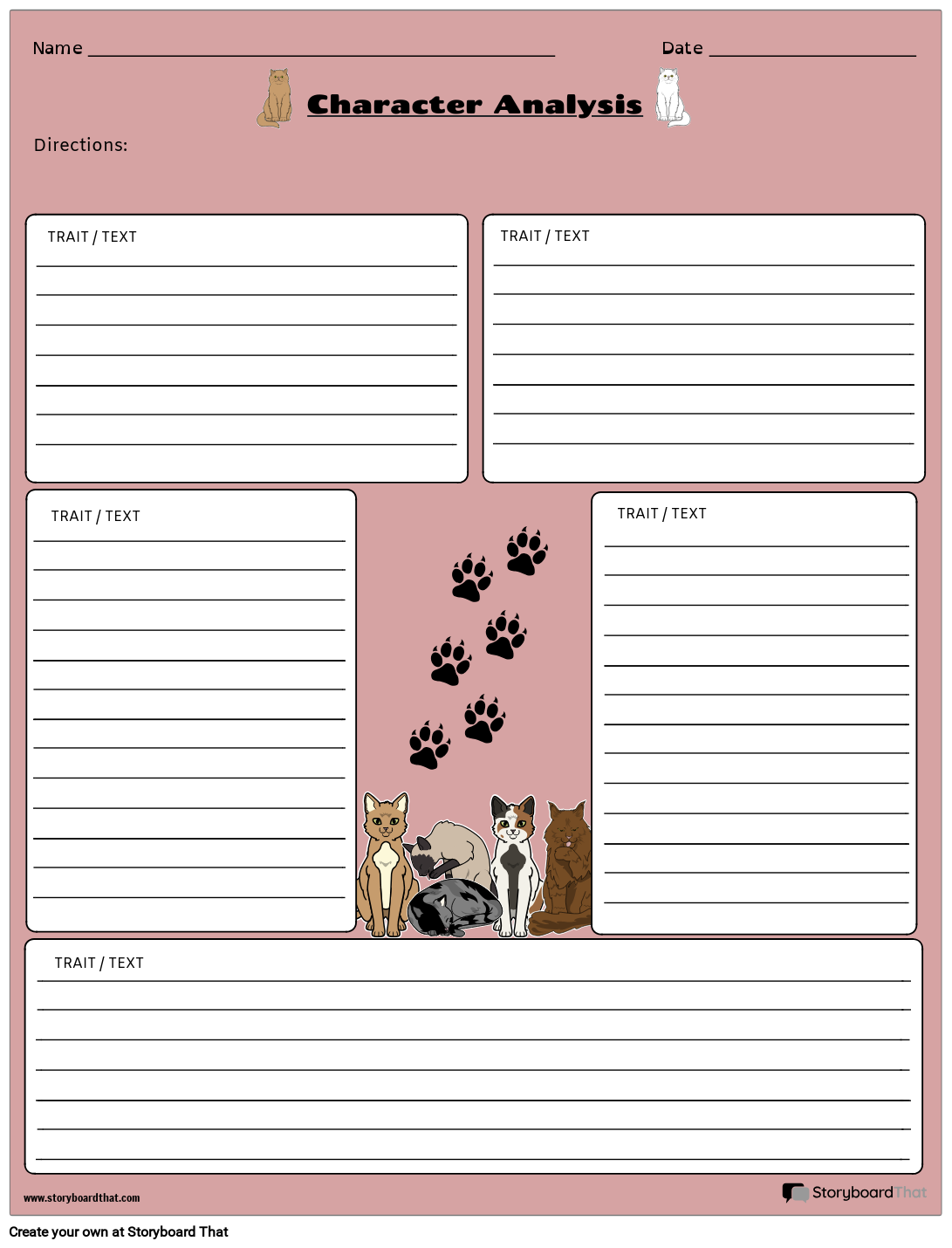 Character Analysis 5 Worksheet templates
