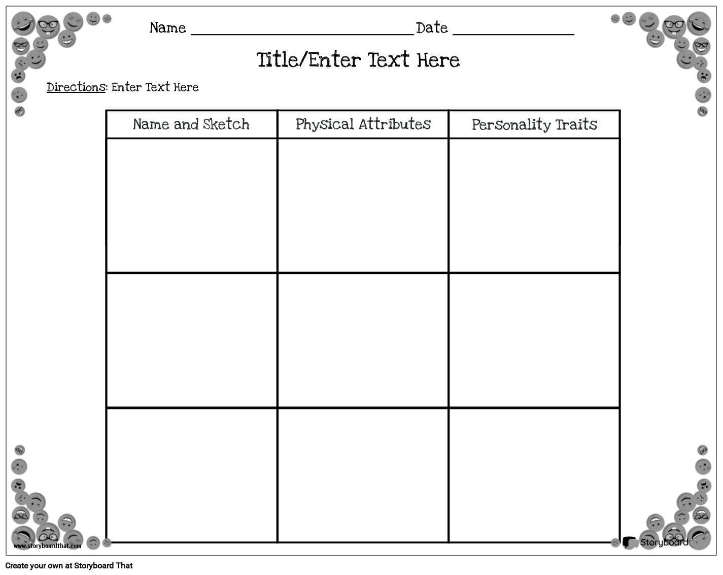 Simple Expressions-Themed Character Comparison Template